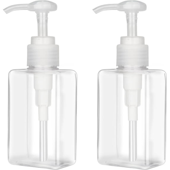 150ml (5.1oz) Pump Bottle Dispenser 2 Pack Refillable Flat Square ...