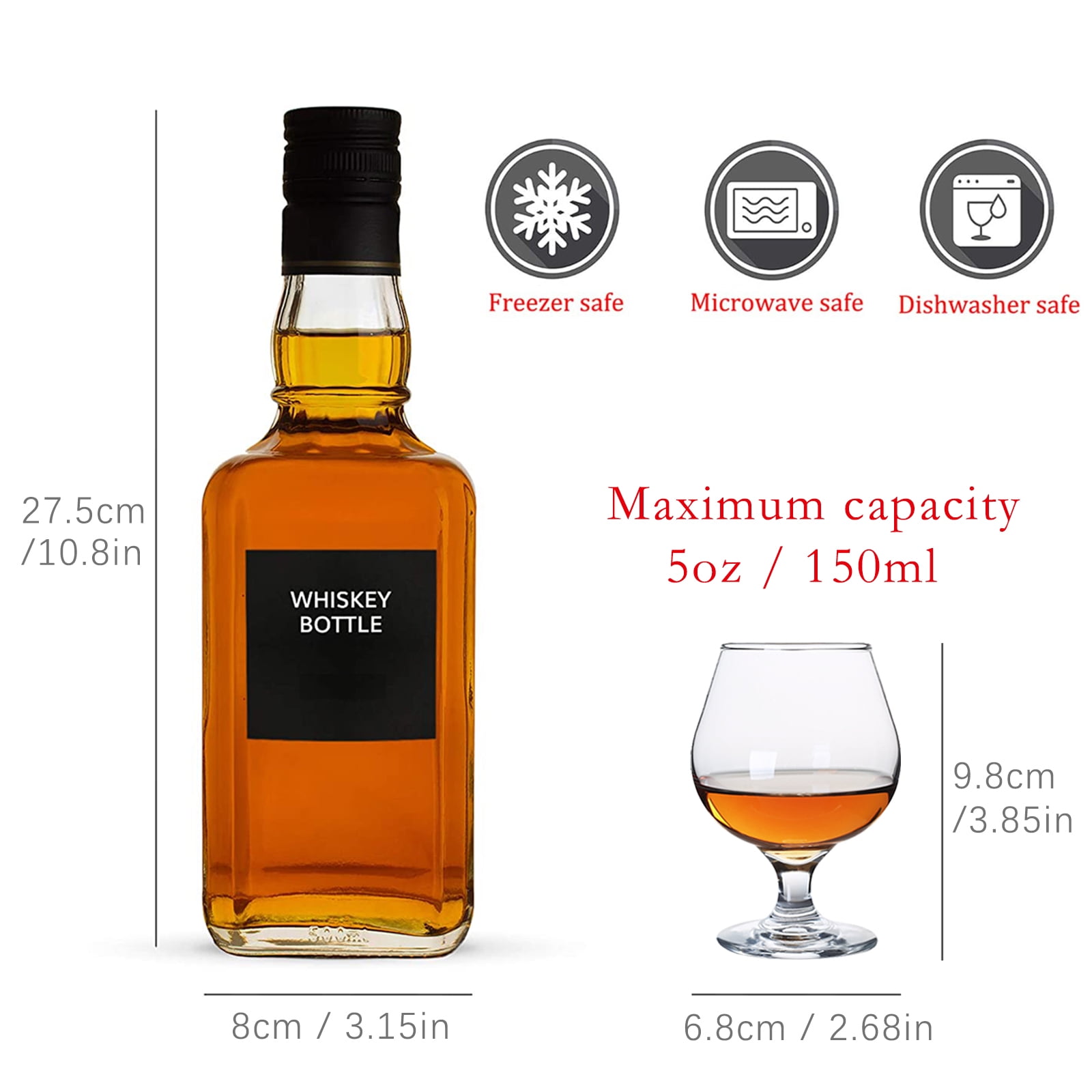 150ml/5 oz 6Pcs Cute Brandy Cognac Glasses, Clear Shot Glasses, Mini ...