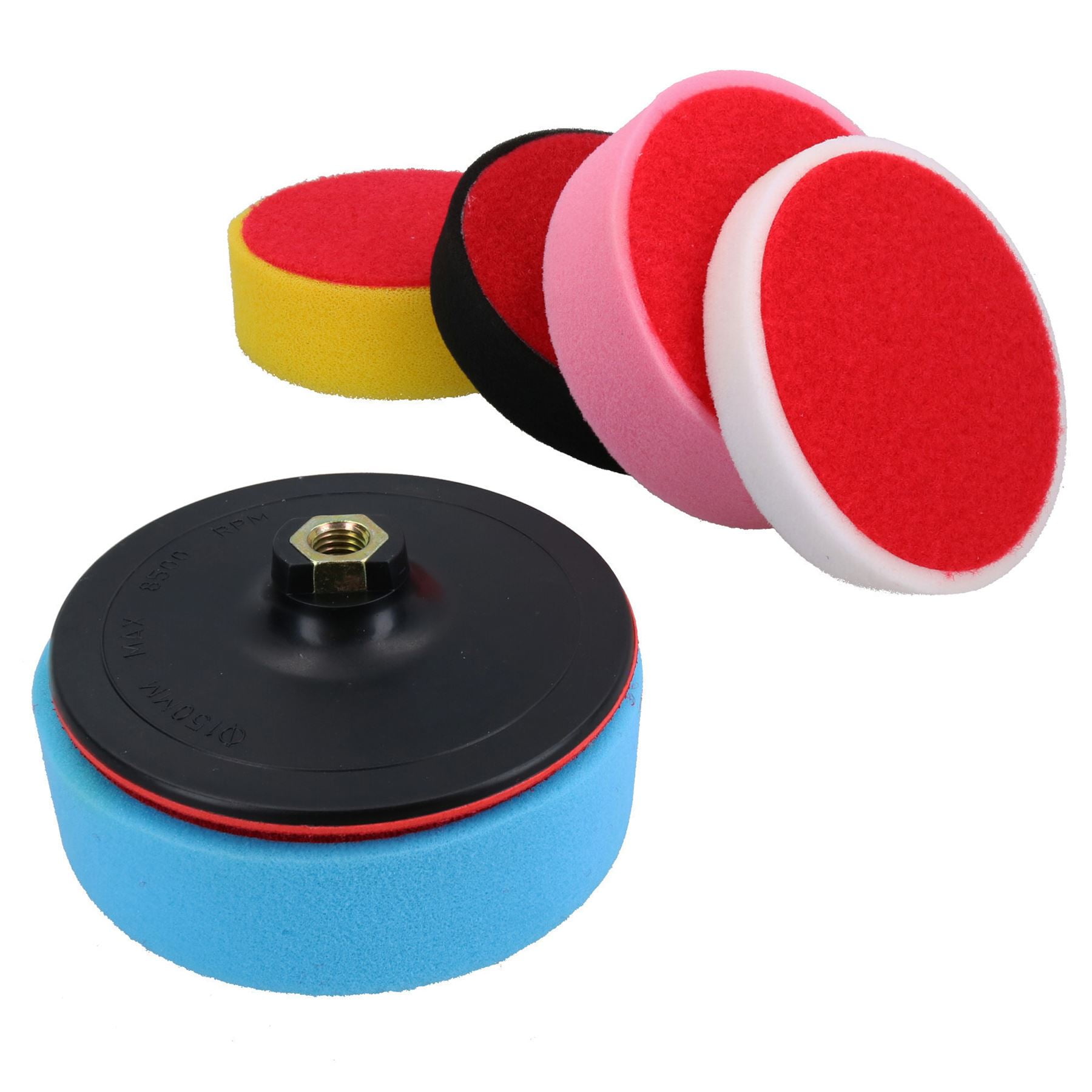 150mm Hook + Loop Polishing Buffing Mops Heads with M14 x 2 Backing Pad ...