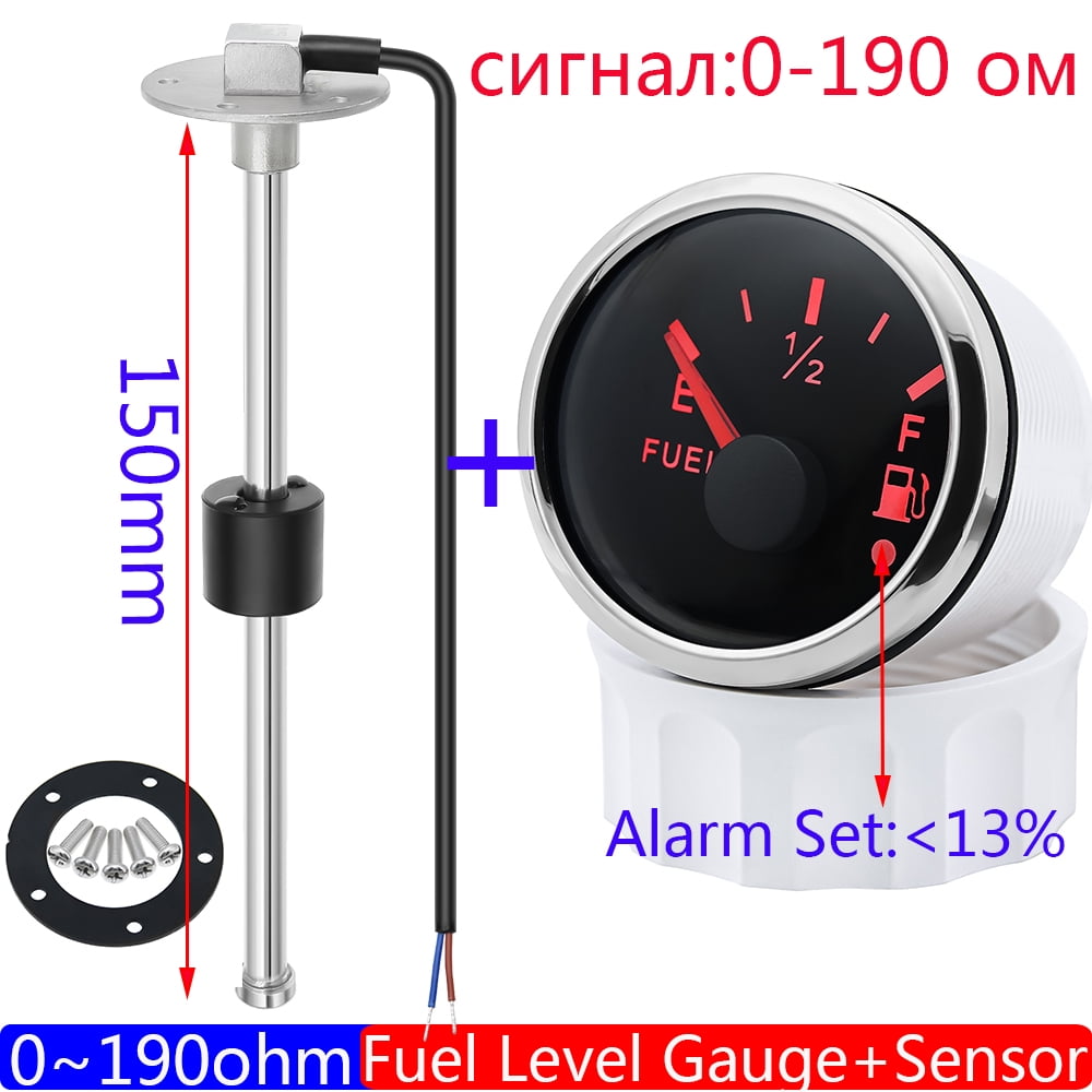 150mm Sensor x Gauge-2" 52mm Fuel Level Gauge+Fuel Float Level Sensor 0 ...