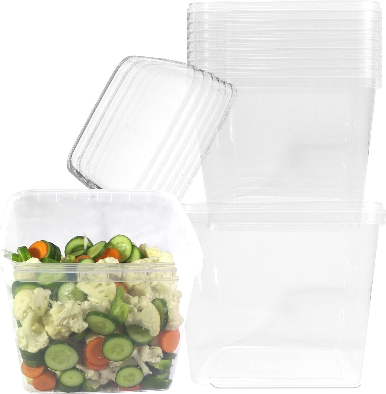 150 oz Square Clear Stackable Deli Containers with Airtight Tamper ...