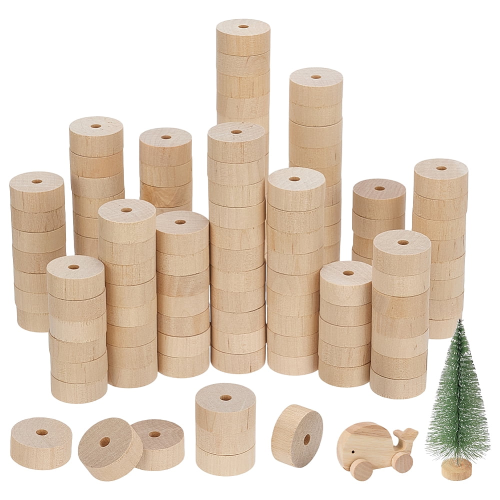 150pcs 1 Inch Wooden Wheels Bulk Unfinished Craft Wheels Natural Wood ...