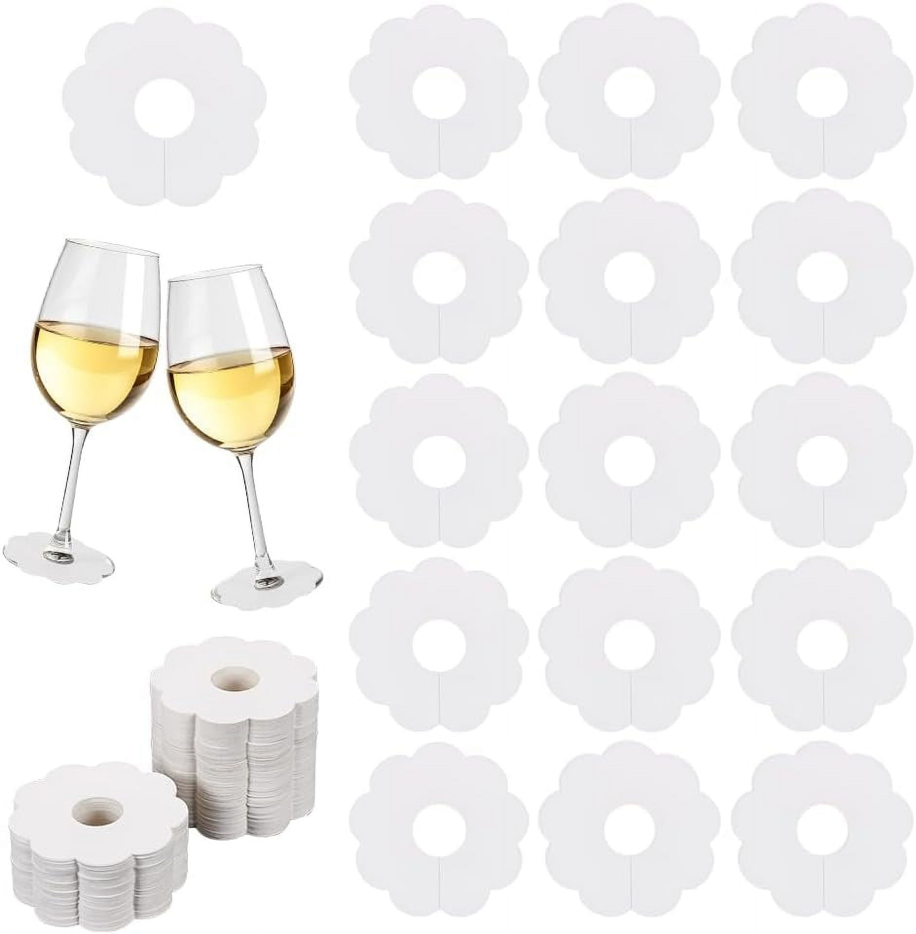 150pcs 150pcs Paper Wine Glass Markers 2.8" Blank Flower Stemware Drink ...