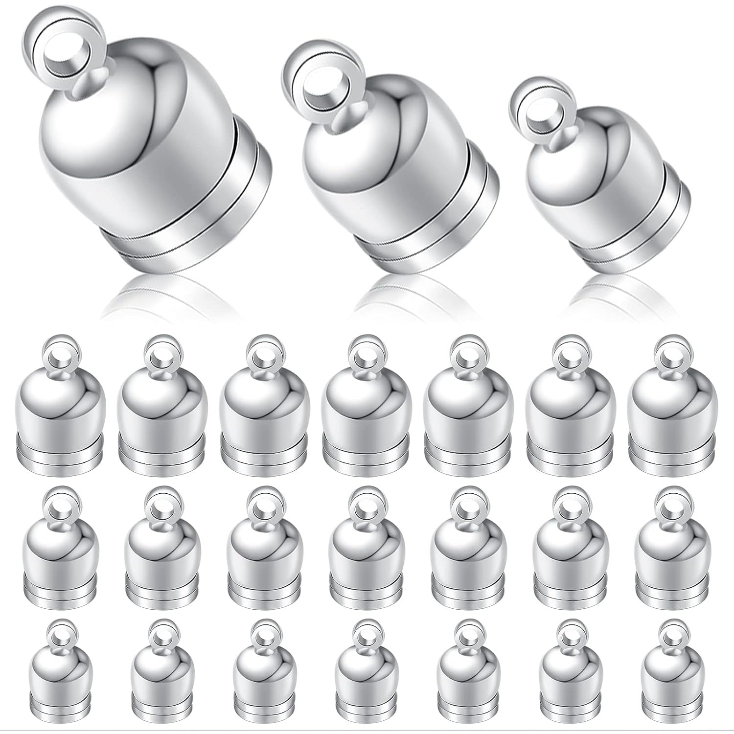 150pcs 3 Sizes Cord End Caps Plastic Glue-in Barrel End Caps Cord Ends ...