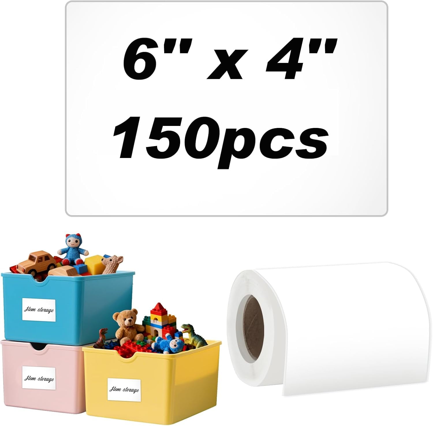 150pcs 4x6 Inch Large Labels for Storage Bins, Waterproof Moving Labels ...