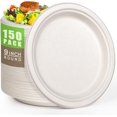 150pcs Compostable Paper Plates 9 Inch Disposable Unbleached Heavy Duty ...