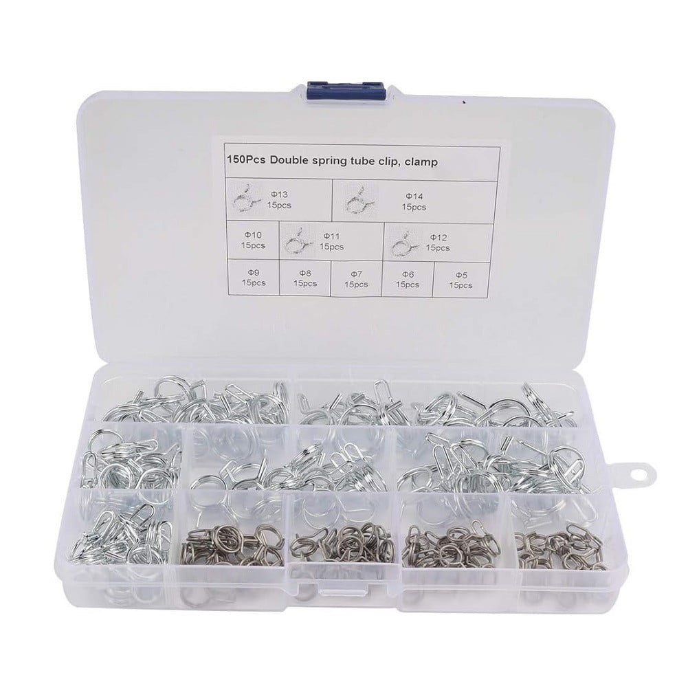 150pcs Double Wire Hose Clamp Kits for Water Pipe Air Tubing Spring ...