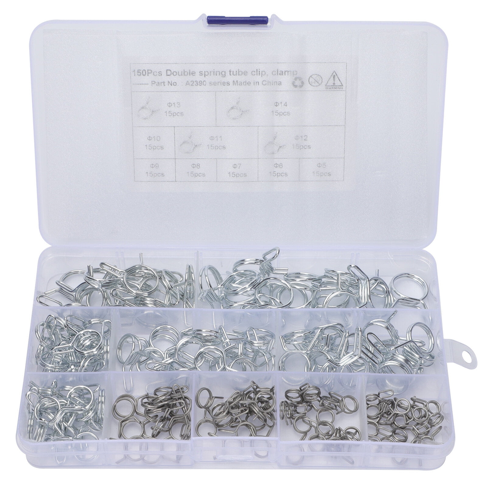 150pcs Double Wire Spring Pipe Clamp Hose Tube Spring Clip Clamp ...