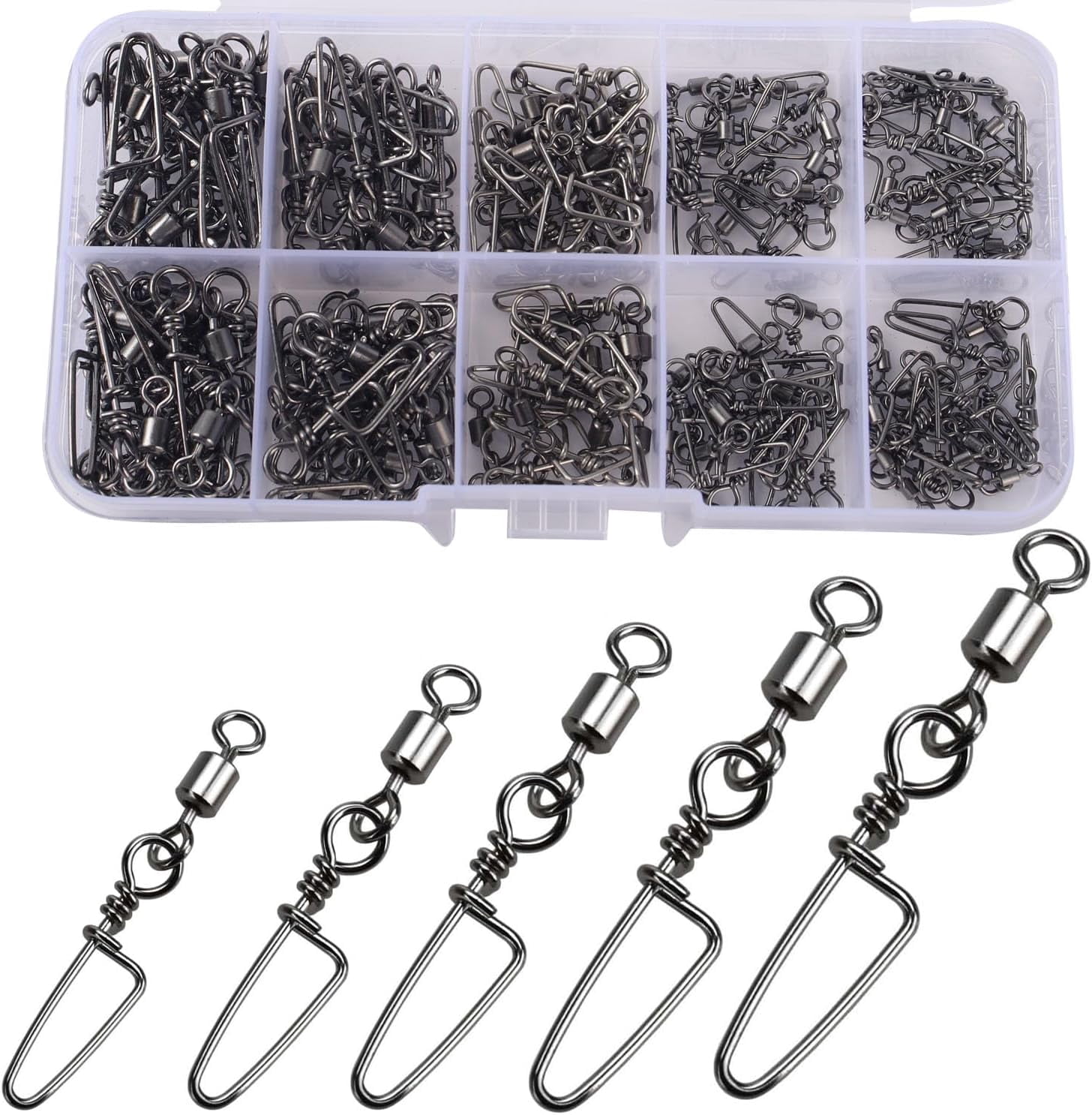 150pcs Fishing Snap Swivels Barrel Swivel with Coastlock Snap Stainless ...