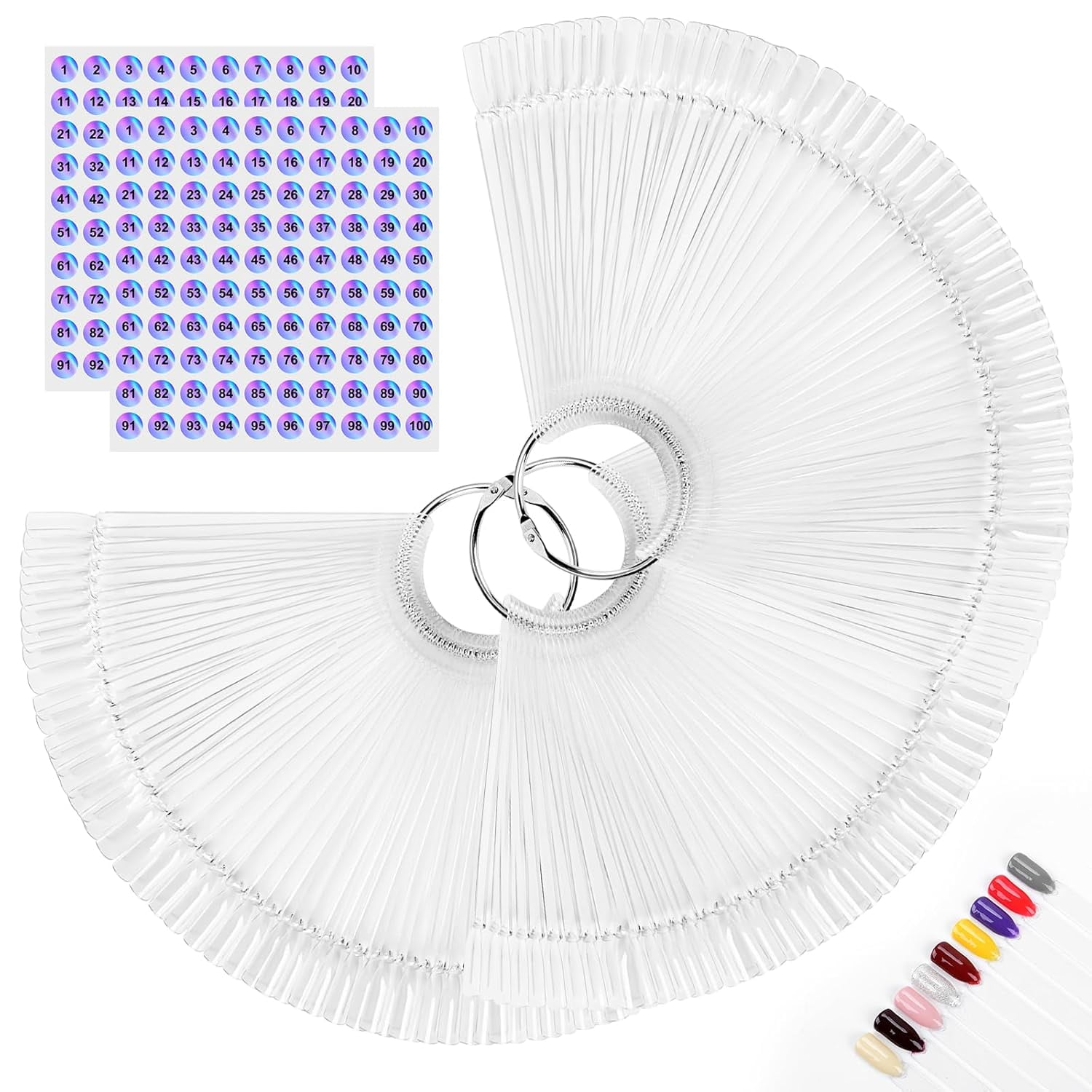150pcs Nail Swatch Sticks with Ring and Number Stickers, Color Swatches ...