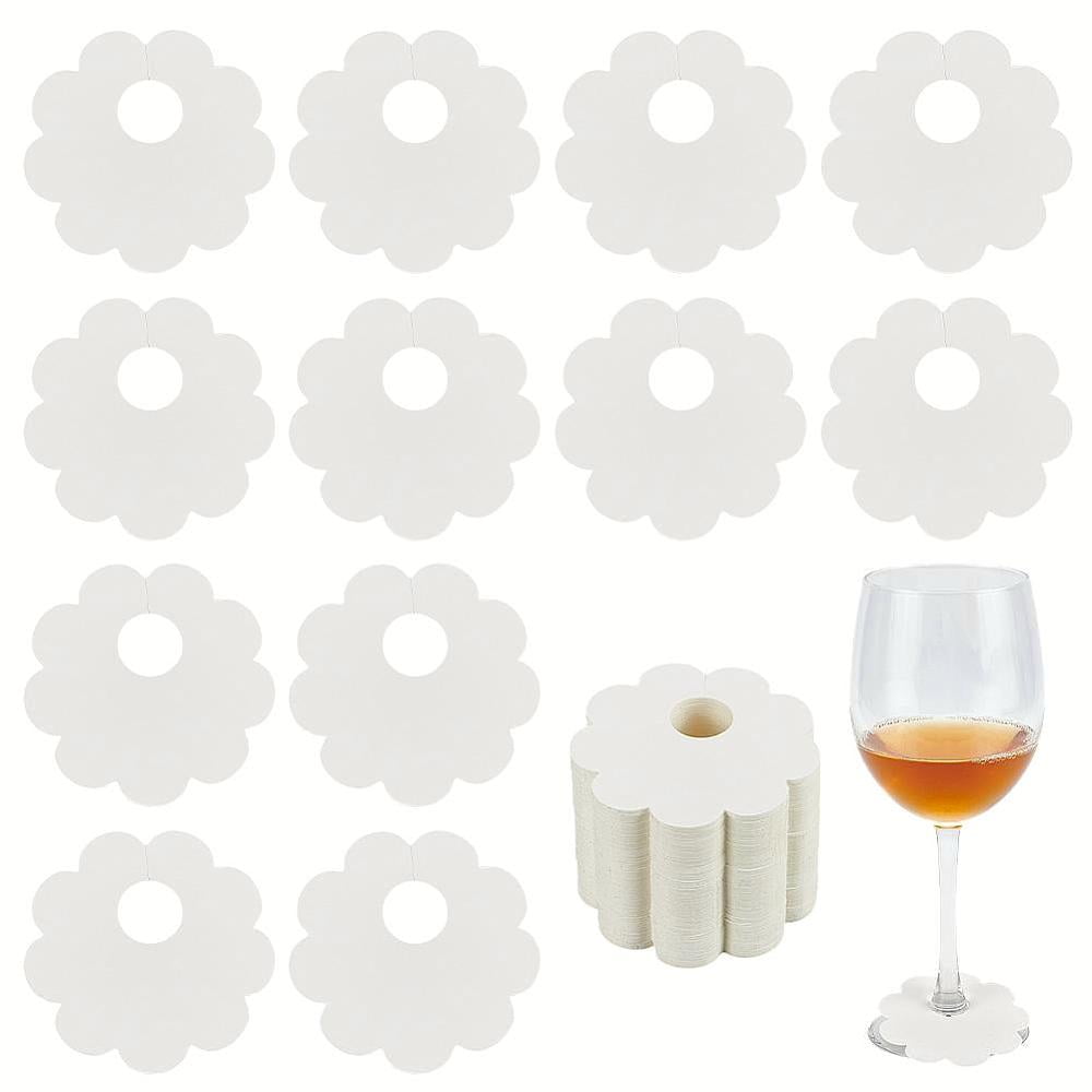 150pcs Paper Wine Glass Charms Blank Goblet Marker Flower 70x0.5mm ...