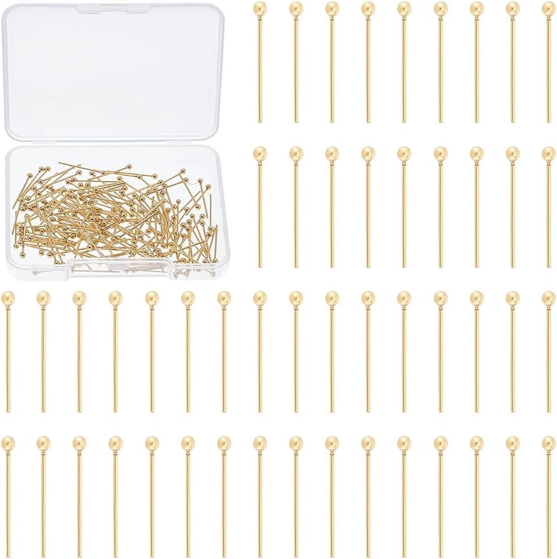 150pcs Real 24K Gold Plated Head Pins Stainless Steel Ball Head Pins 15 ...