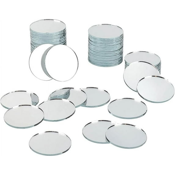 150pcs Round Craft Mirrors 1 Inch Small Mirror Tiles with Storage Box ...
