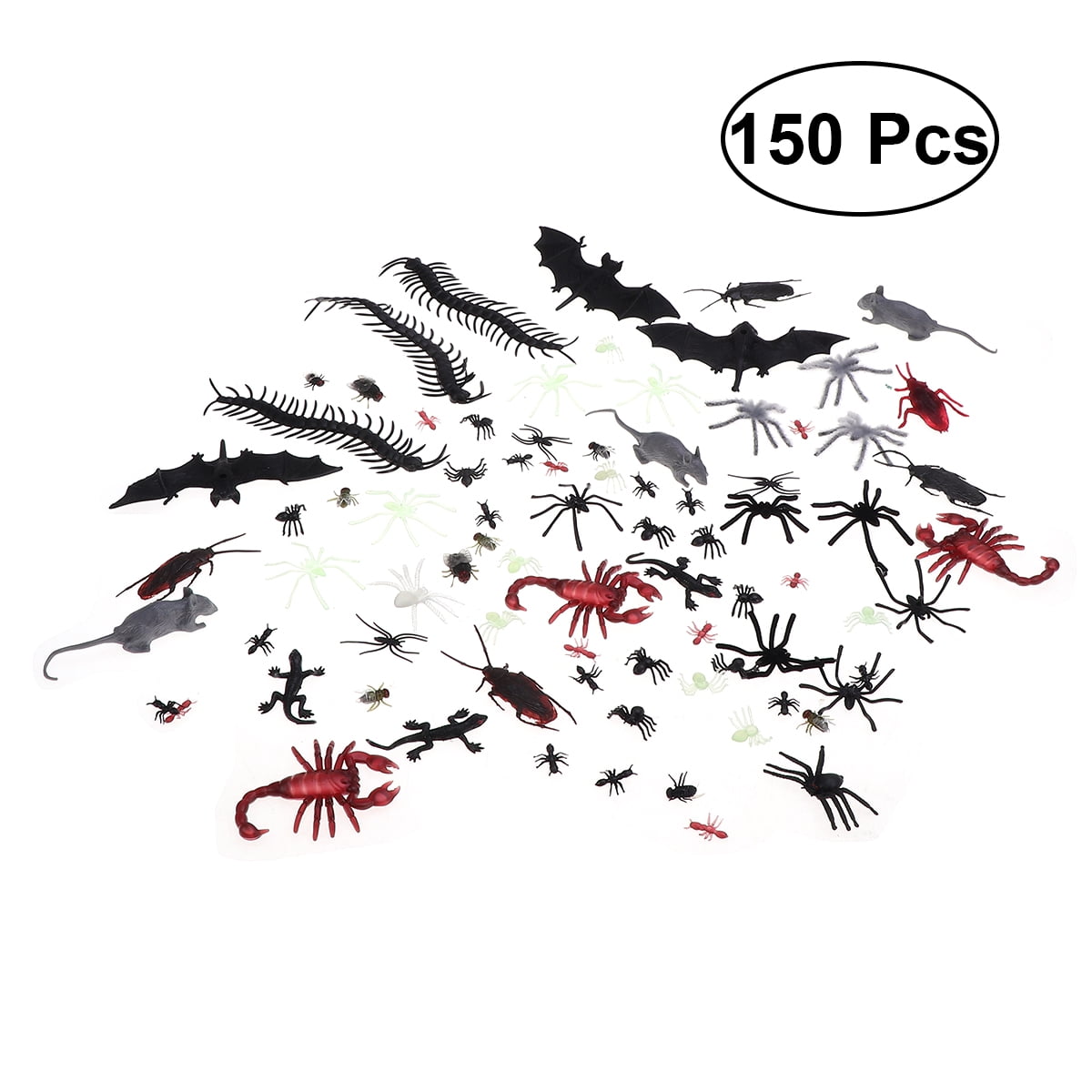 150pcs Simulation Plastic Bugs Fake Spiders Scorpion Flies Bat for ...