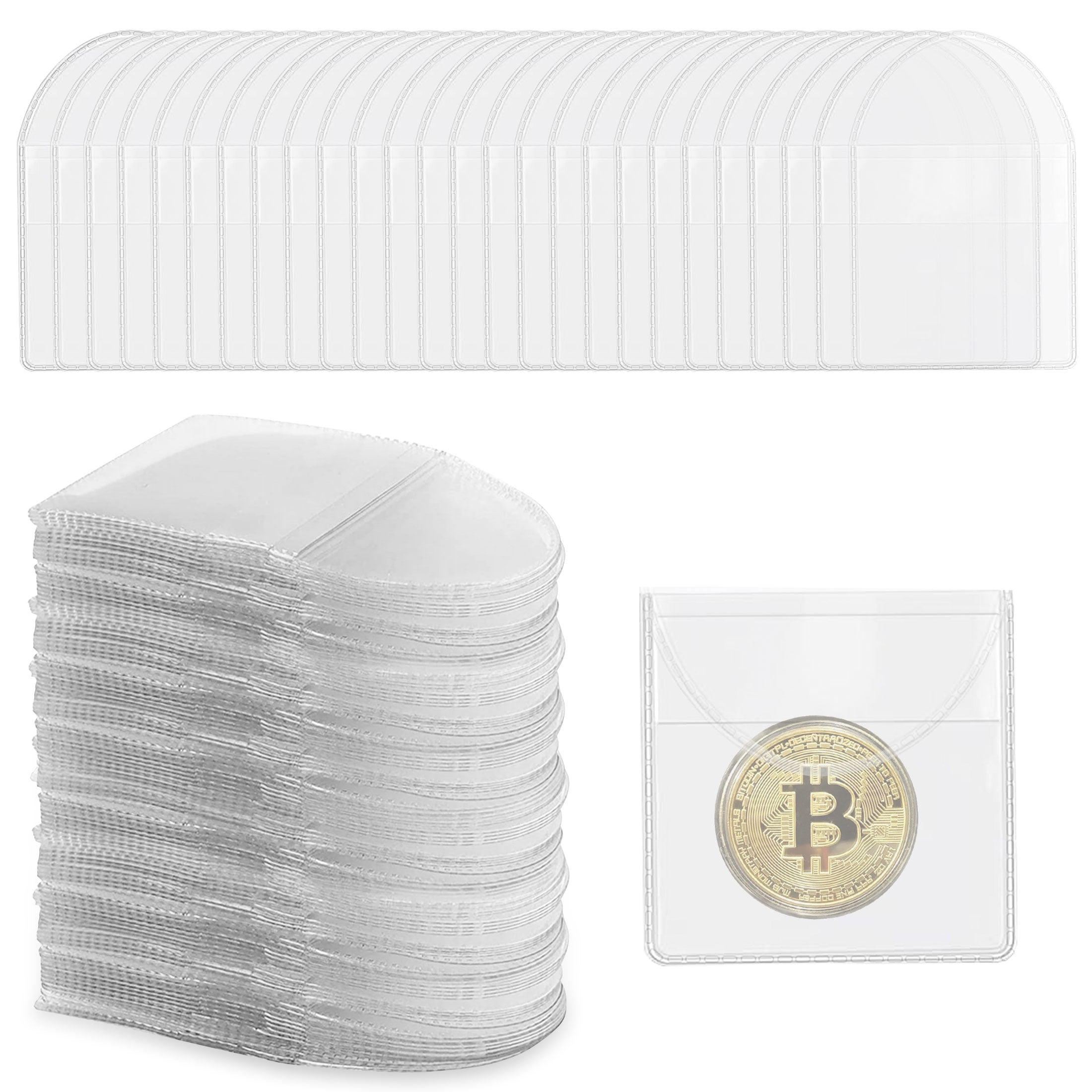 150pcs Single Pocket Coin Holders, EEEkit Individual Plastic Coin ...