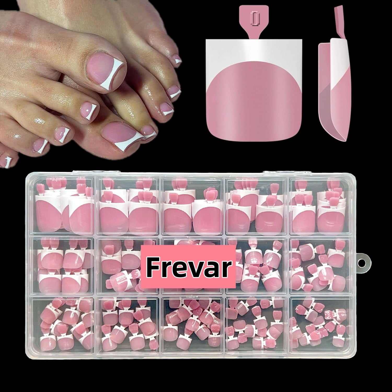 150pcs Toe Nail Press Ons, French Tips Toe Press On Nails, Square Pre ...
