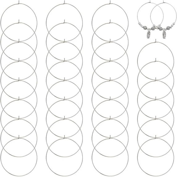 About 150pcs Wine Glass Charm Rings Stainless Steel Beading Hoop ...