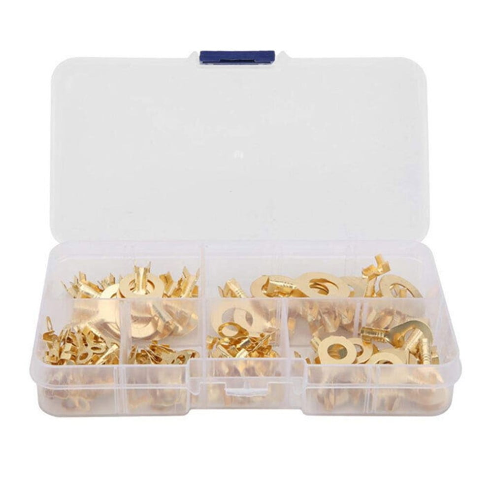 150X Brass Insulated Crimp Ring Terminals Electrical Wire Connectors ...