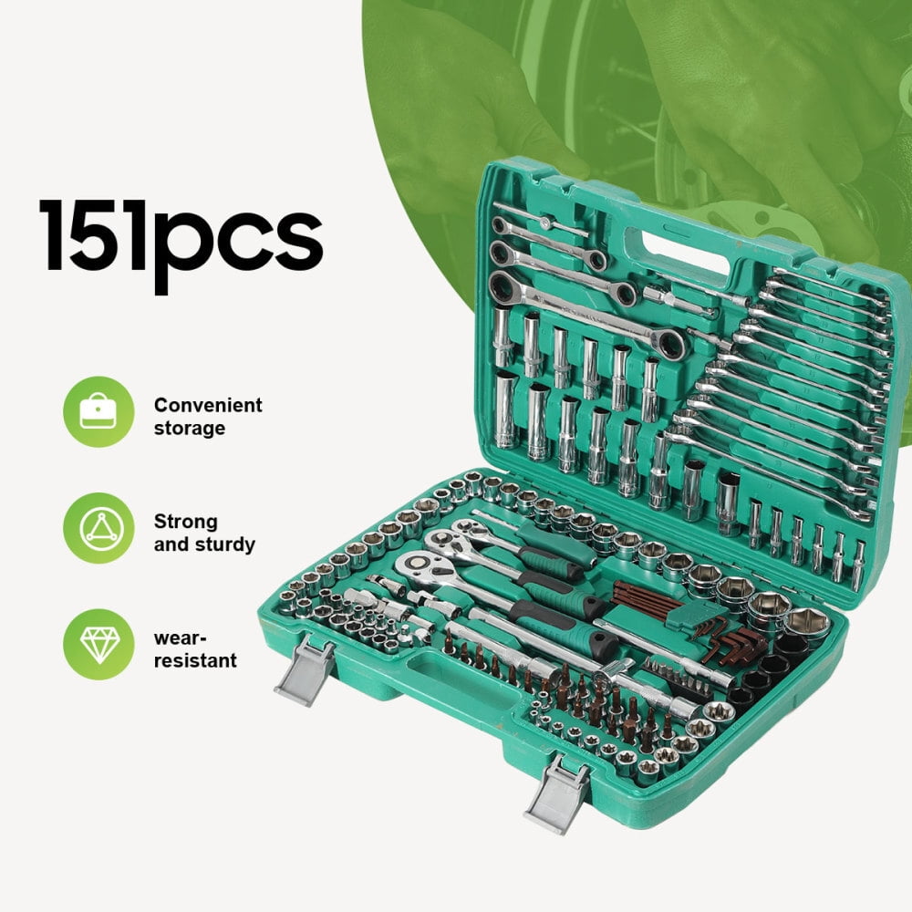 151 PCS Mechanical Tool Set Socket Wrench Set Automotive Repairing W ...