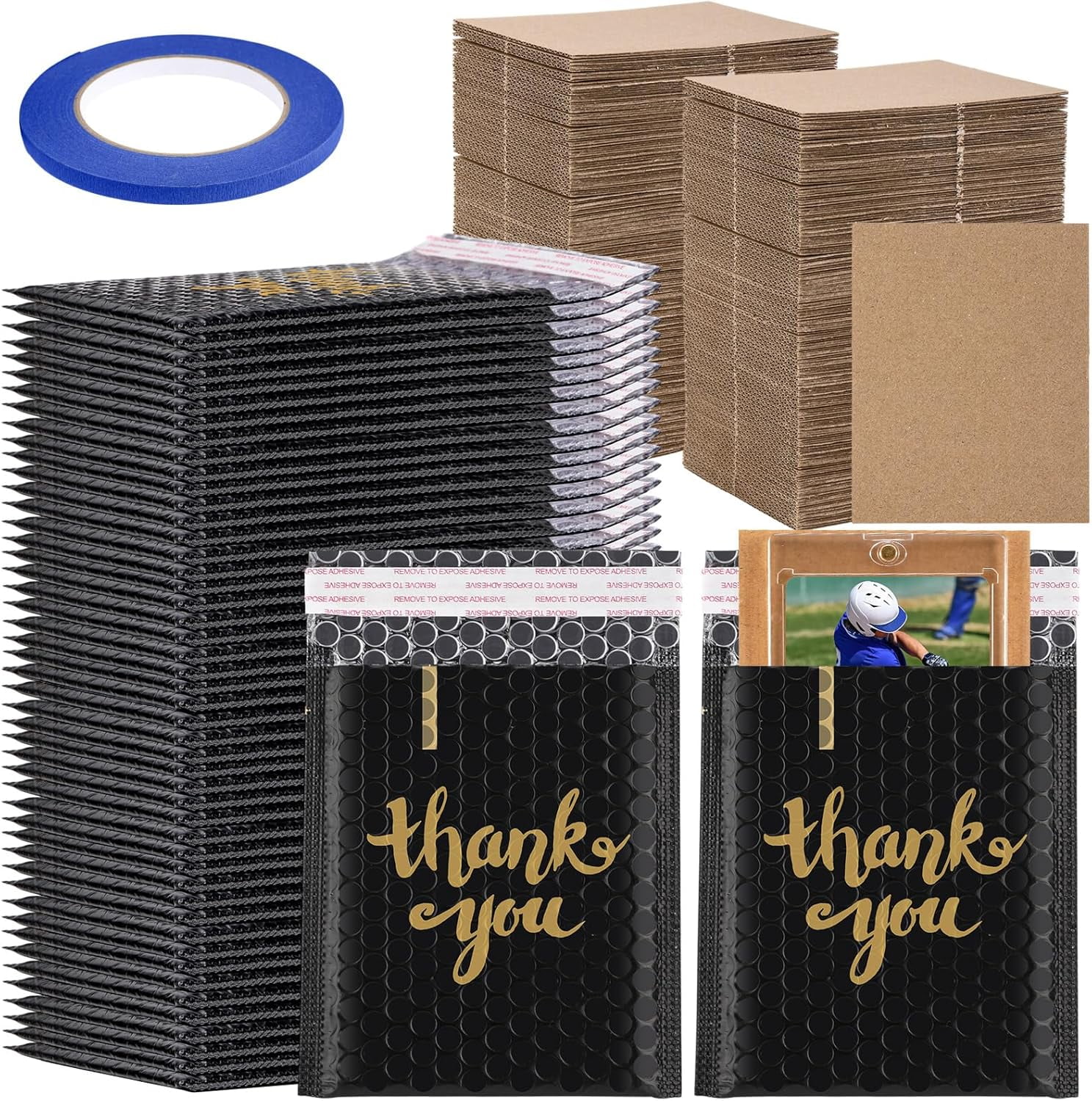 151 Pieces Trading Card Mailing Protector t Include 100 Corrugated ...