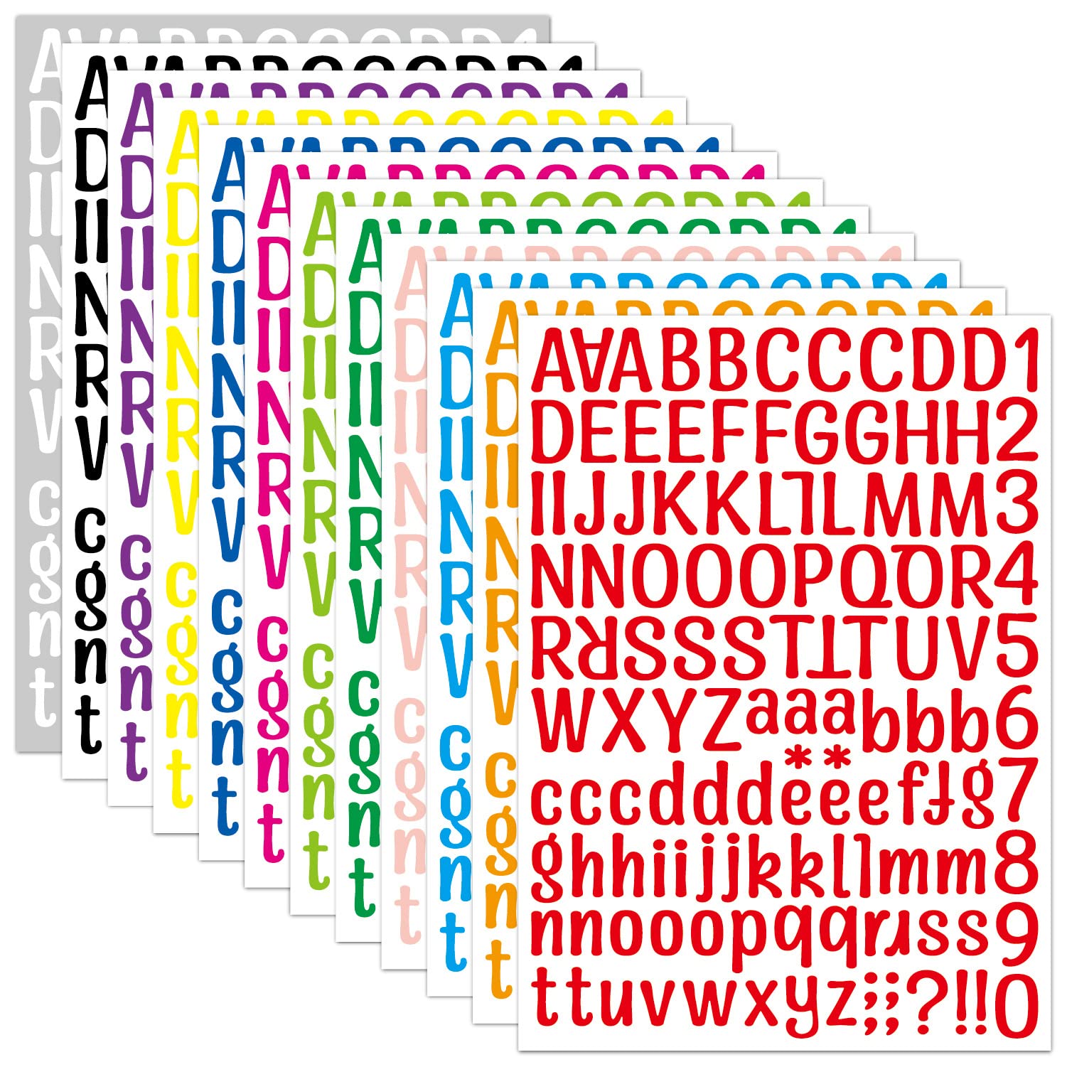 1512 Alphabet Stickers 12 Sheets Alphabet Stickers Vinyl Number ...