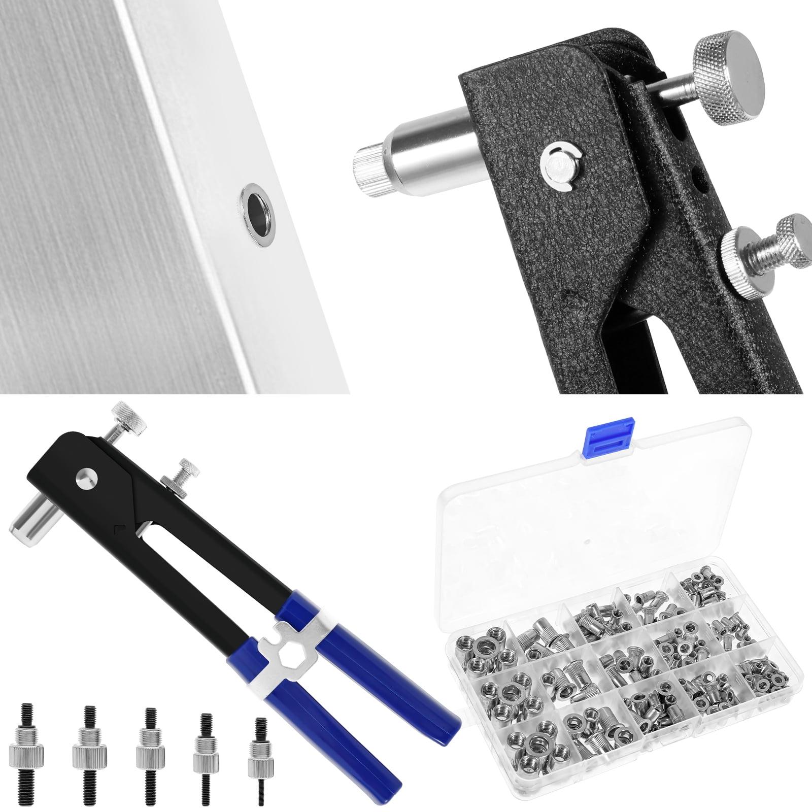 151PCS Aluminium Alloy Rivet Nut Tool Kit Wear Resistant Manual Rivet ...