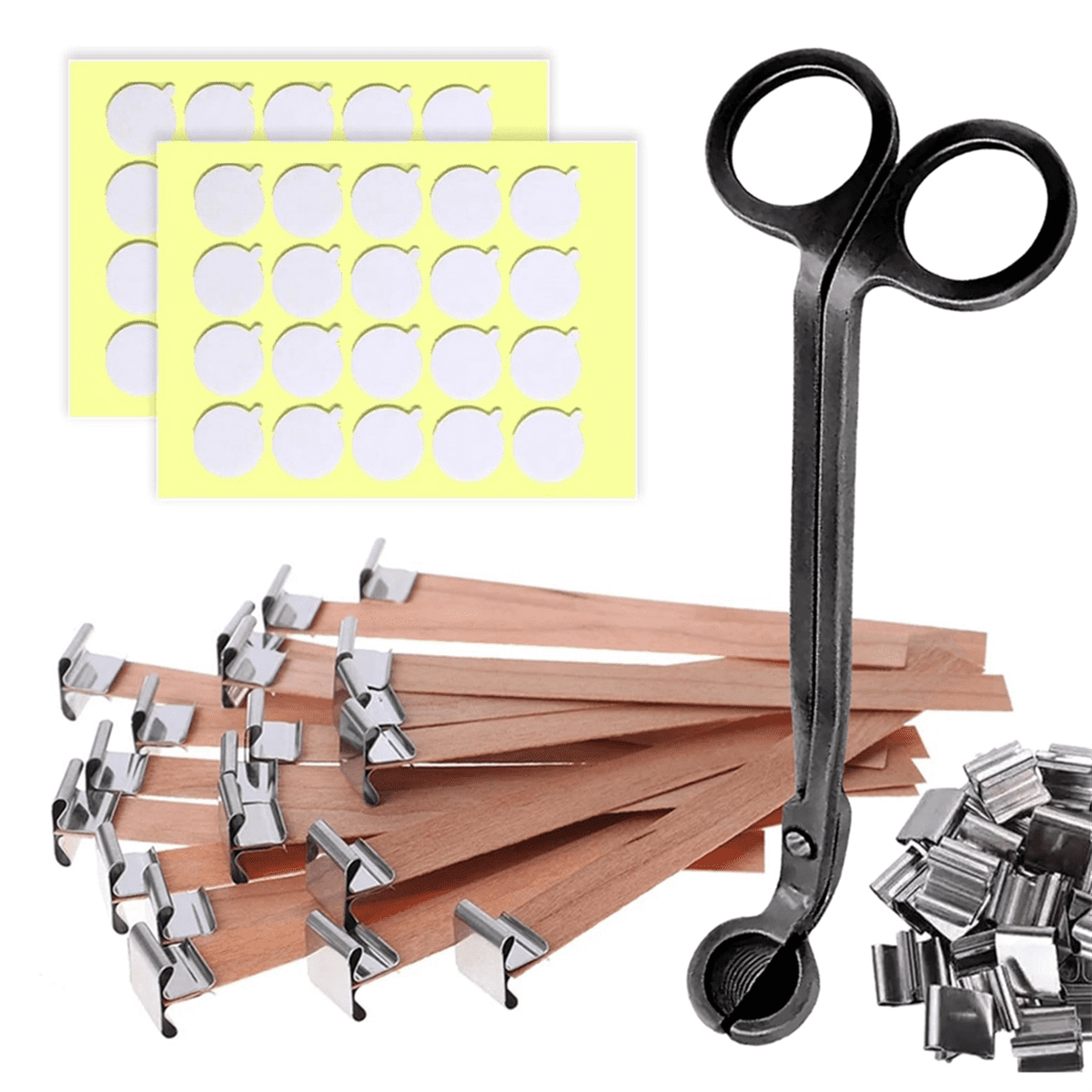 151PCS Candle Making Set - Wooden Candle Wicks with Metal Base for ...