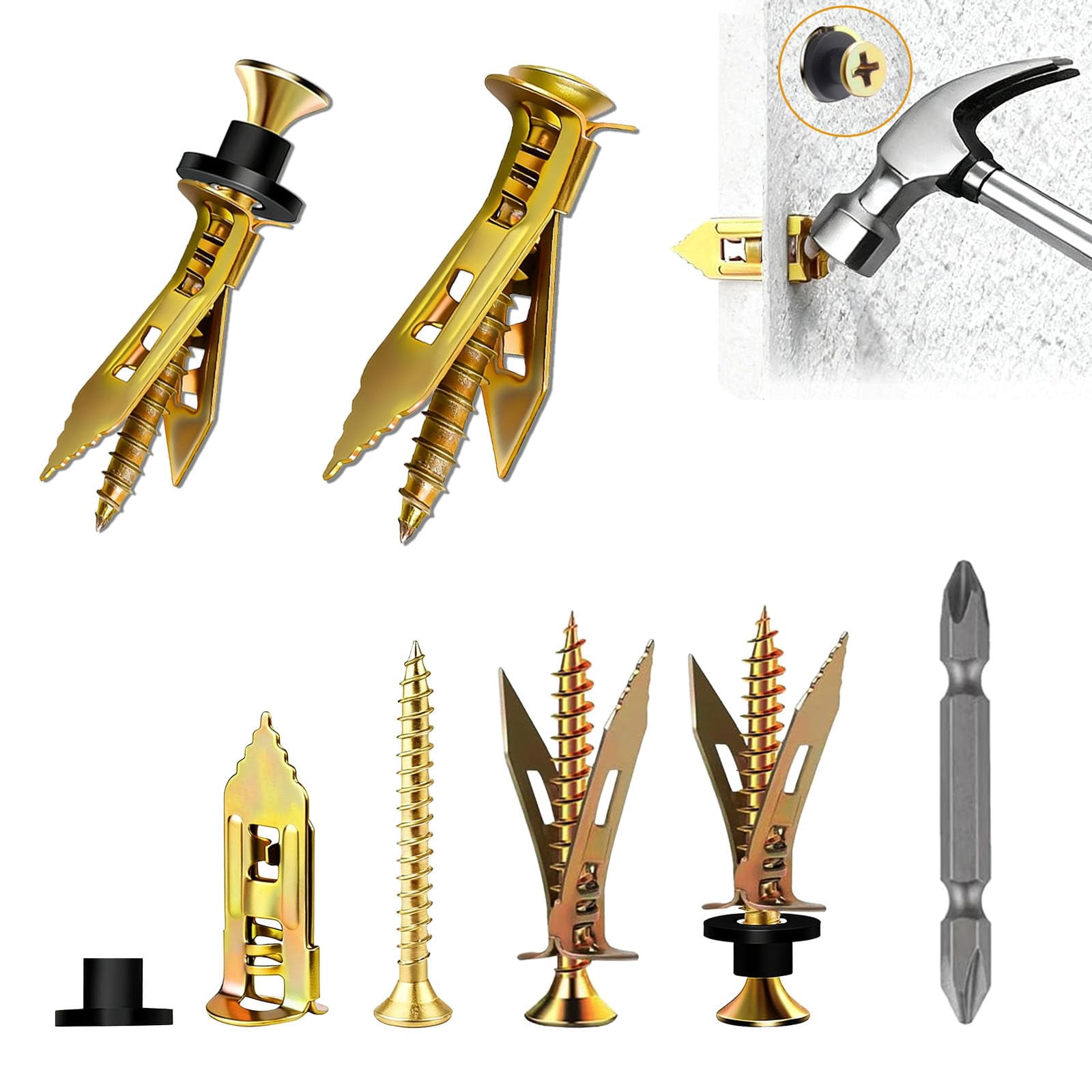 151Pcs Self Drilling Drywall Anchors Kit, 50 Sheetrock Anchors, 50 ...