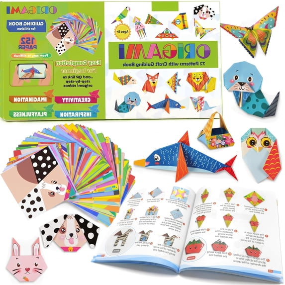 152 Sheets Origami Paper Kit for Ages 5-12, 72 Double-Sided Patterns, 5 ...