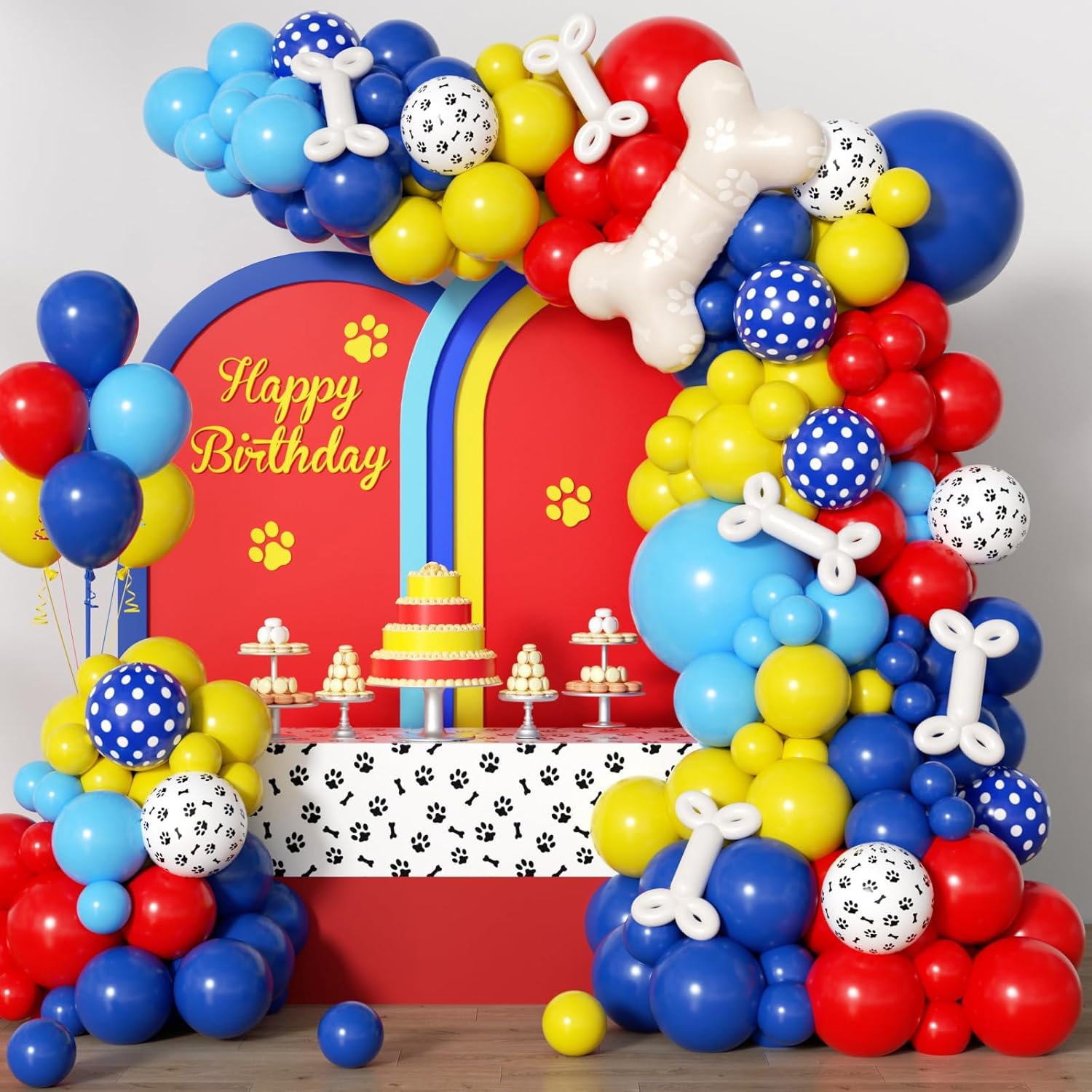 152 paw print balloon garland arch set, paw print balloons with dog ...