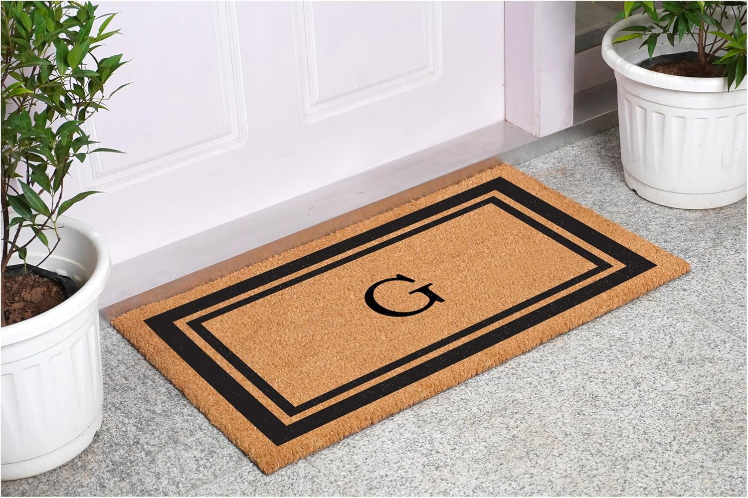 152963048G Black Border 30" x 48" Monogram Doormat Letter (G) - Walmart.com