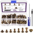152Pcs M5x5mm, 6mm, 8mm, 10mm, 12mm Bronze Screws Leather Rivets ...