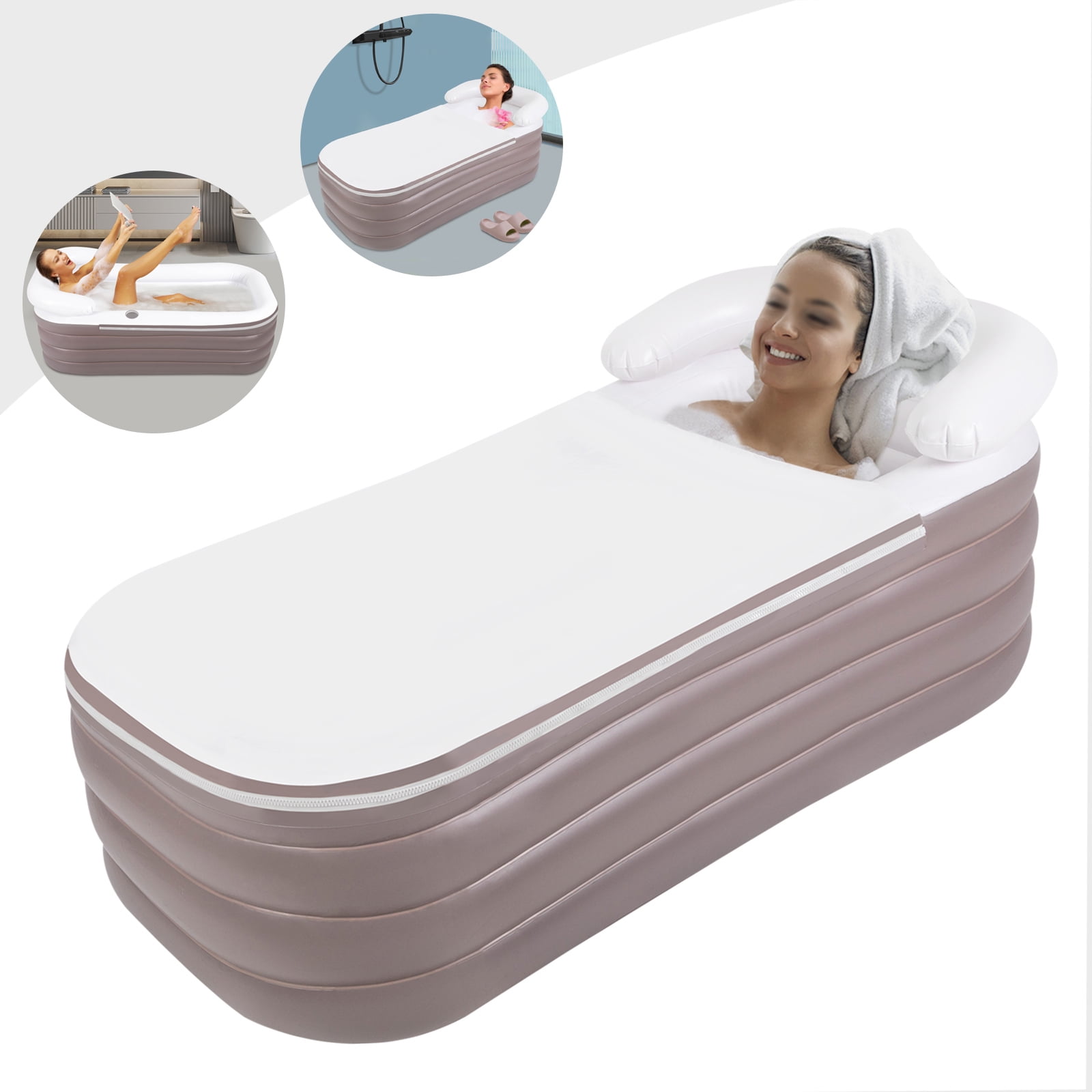152cm Portable Inflatable Bathtub Adult Folding Bathroom Blow Up Bath ...