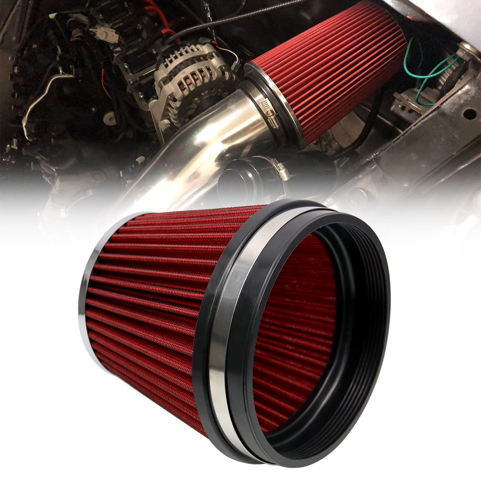 152mm 6" High Flow Round Tapered Cone Closed-Top Washable Clamp-On Dry ...