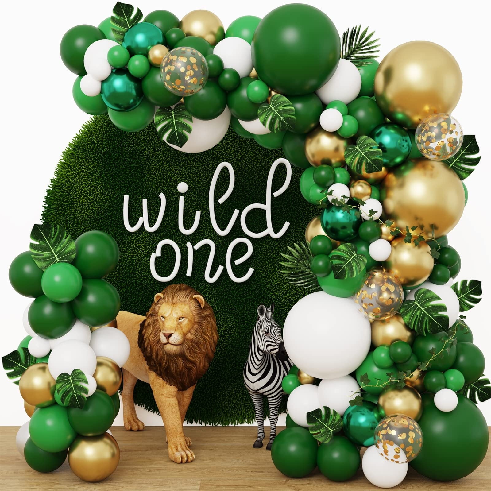 152pcs Jungle Balloons Garland Arch Kit, Green Gold Balloon Arch ...
