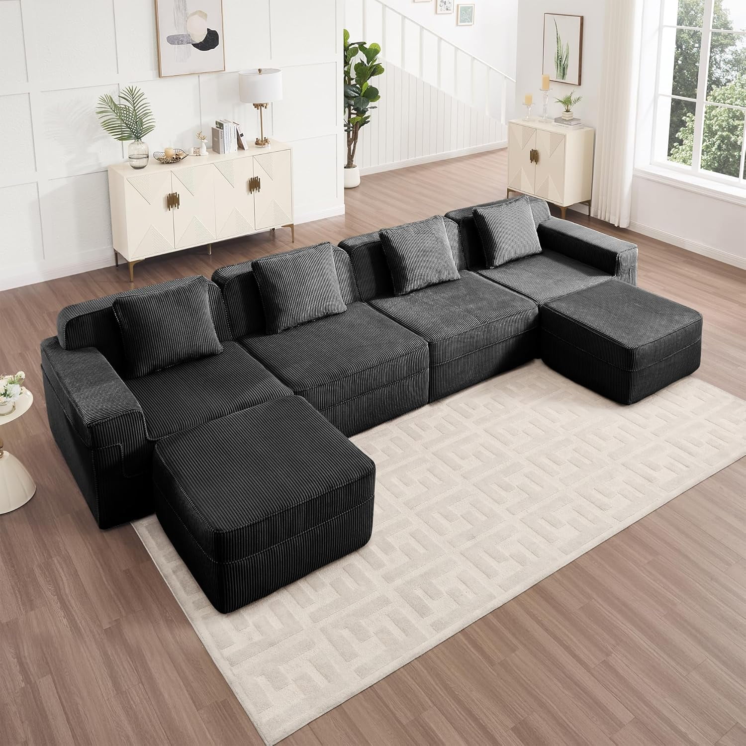 153 Oversized Boneless Couch U Shaped Modular Sectional Sofa