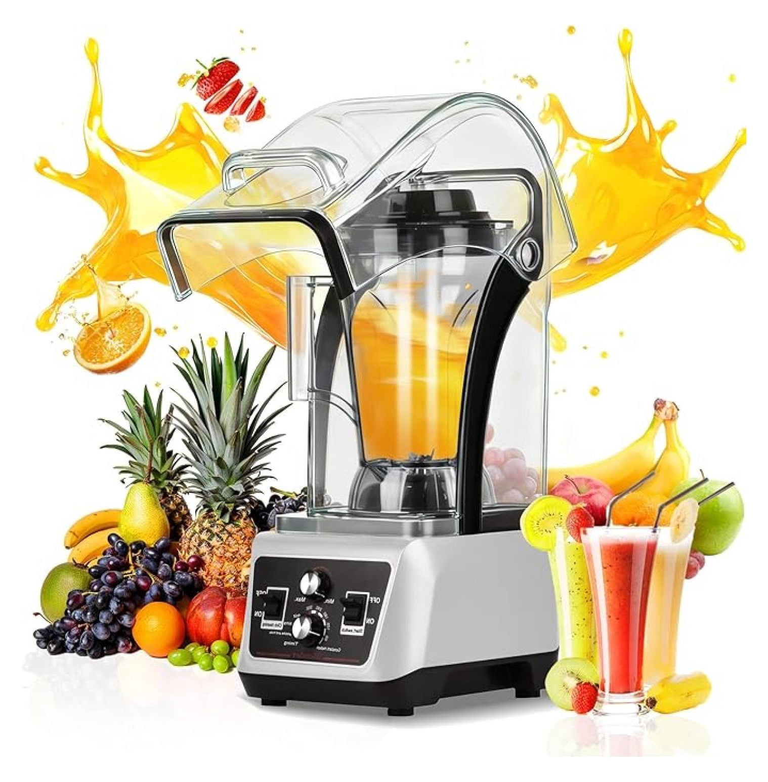 153Oz Professional Blender with Soundproof Shield, Multi-speed Settings ...