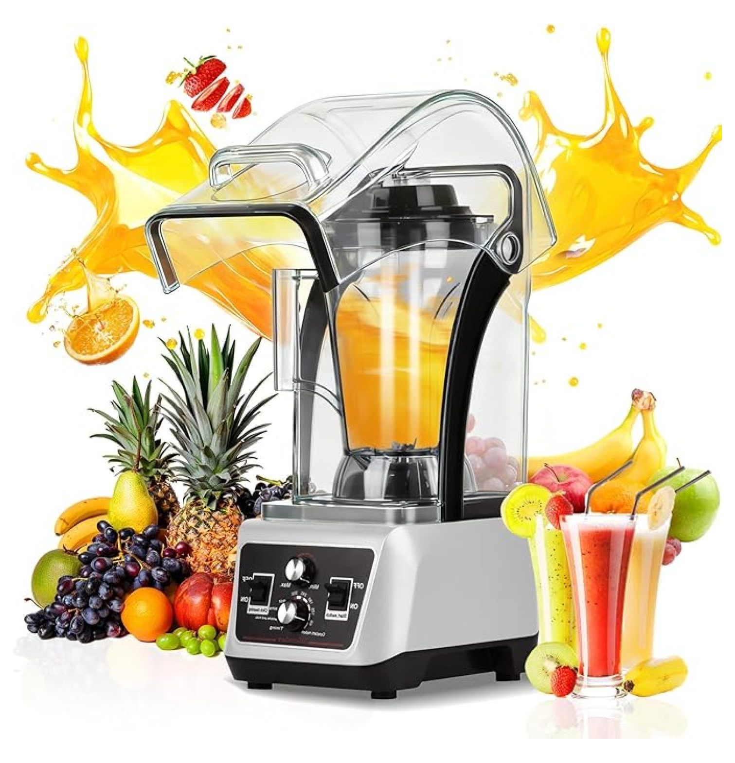 153Oz Professional Blender with Soundproof Shield, Multi-speed Settings ...
