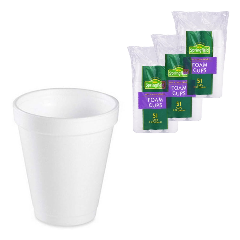153Pc Foam 8oz 236mL Disposable Coffee Cups Hot Cold Drinking Beverage ...