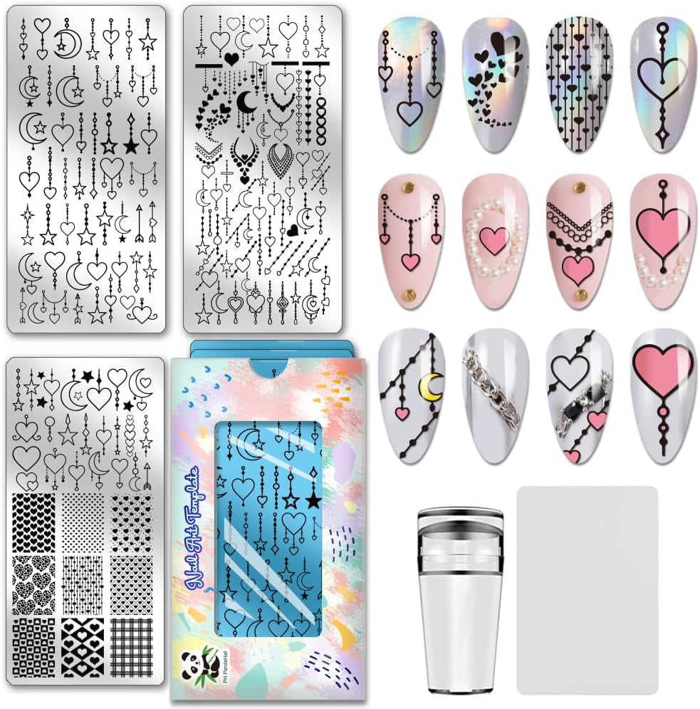 154 Patterns Love Heart Nail Stamping Plates 3pcs Star Moon Nail Art ...