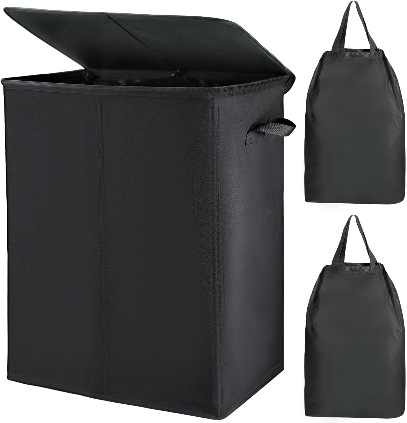 154L Double Laundry Hamper with Lid and 2 Removable Laundry Bags, Large ...