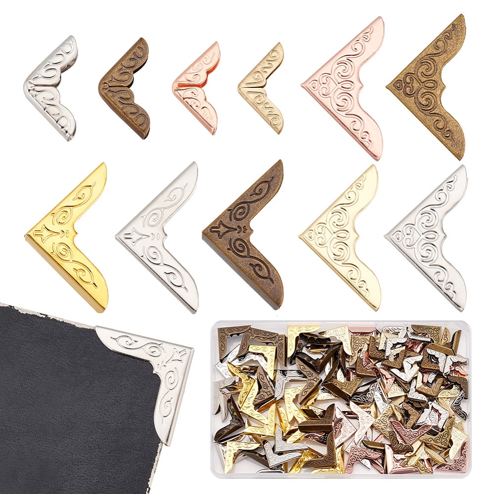 154pcs Book Corner Protectors 11 Styles Vintage Guard Edge Covers Metal ...