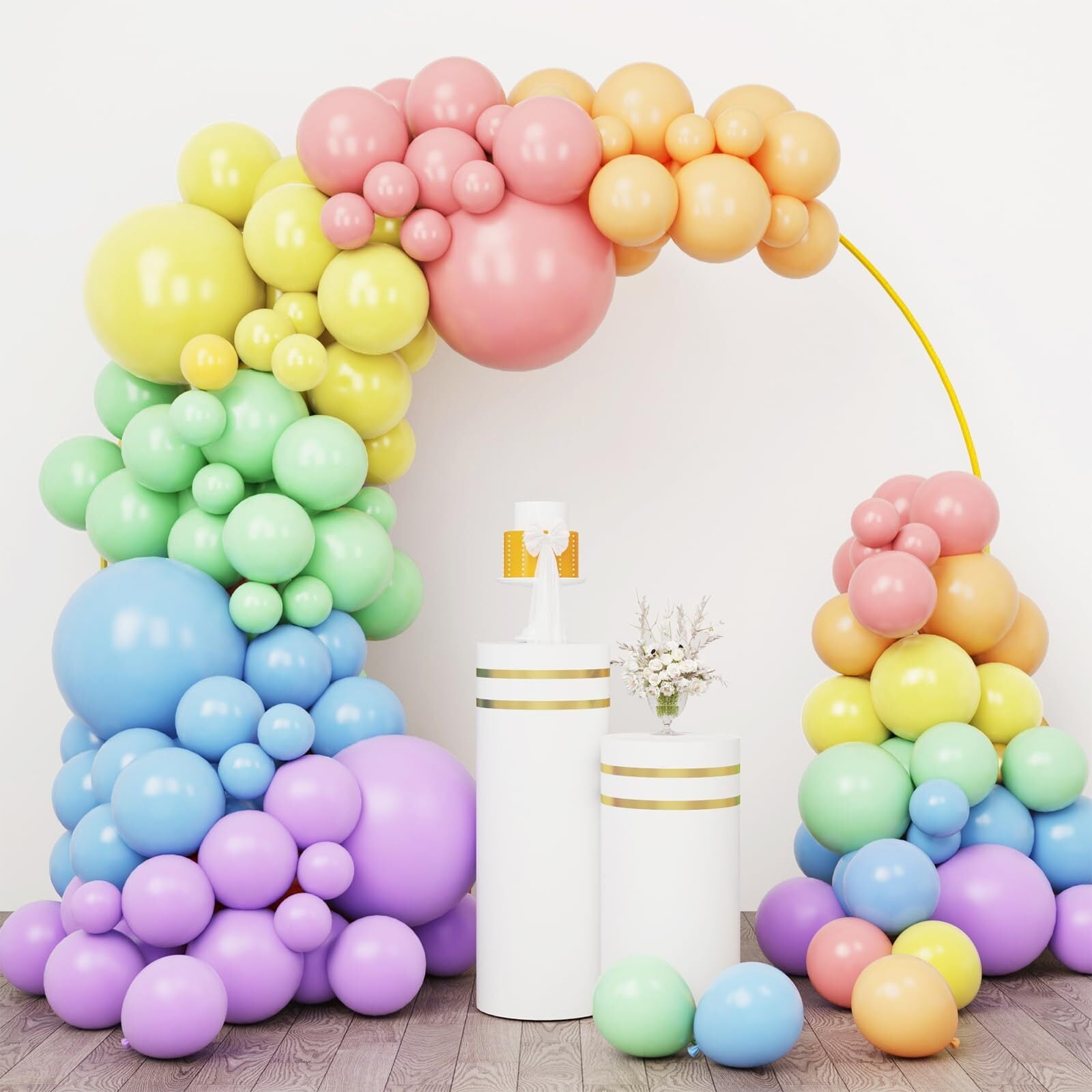 154pcs Pastel Rainbow Balloons Different Sizes 18 12 10 5 Inches for Easter Balloon Garland Arch ...