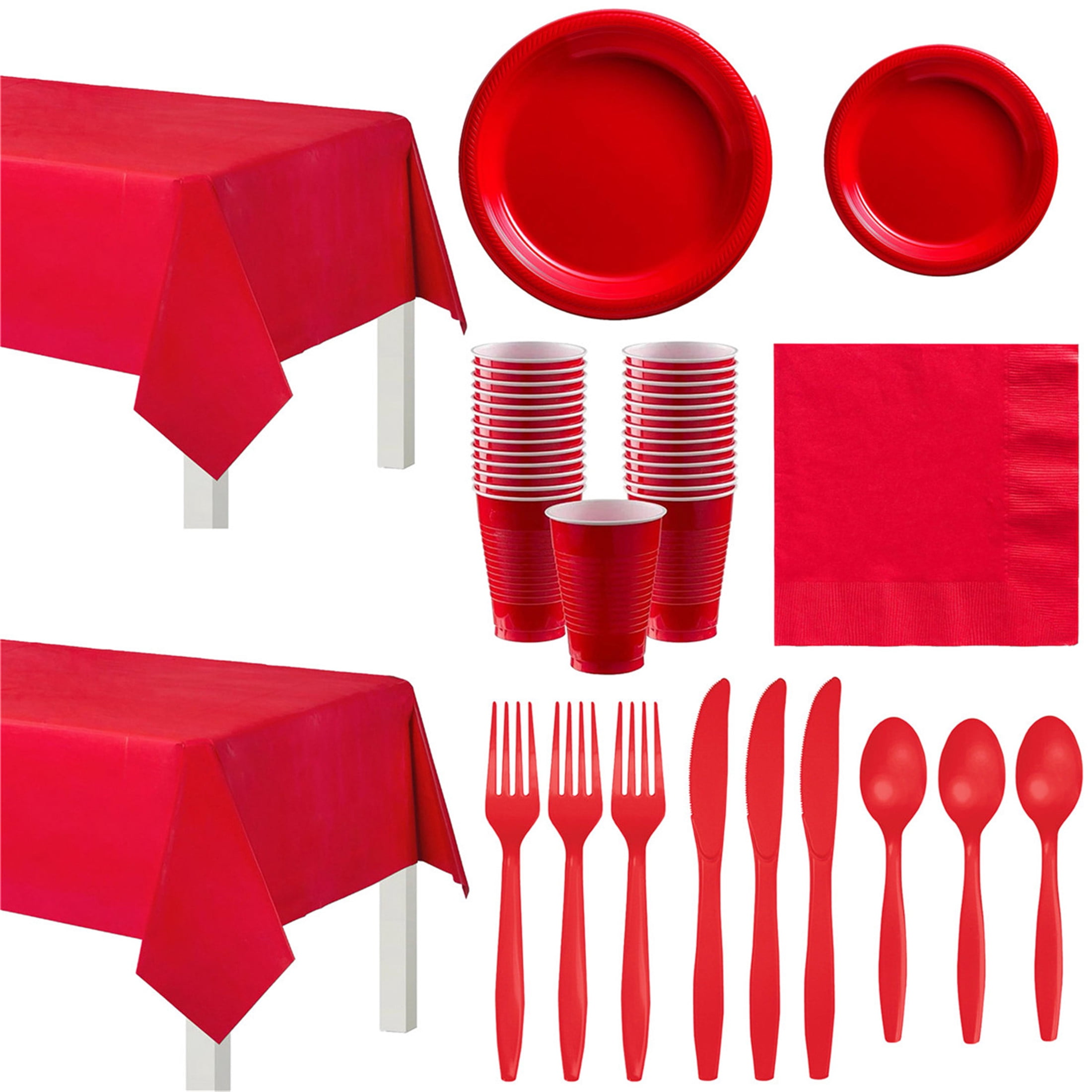 155 Pcs Red Paper Dinnerware Set Birthday Party Supplies Decorations ...