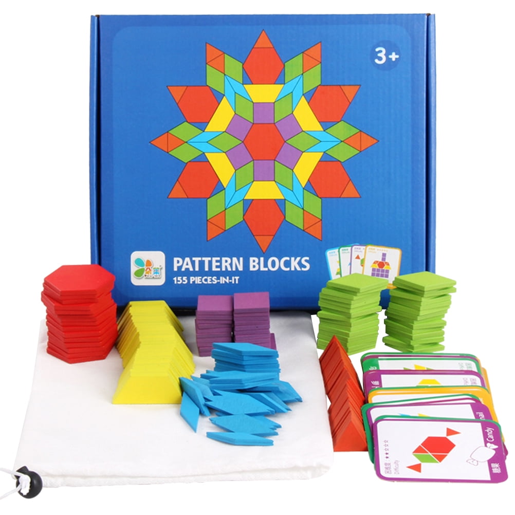 155 Pcs Shape Recognition Toys Wooden Puzzle Child M Bamboo - Walmart.com