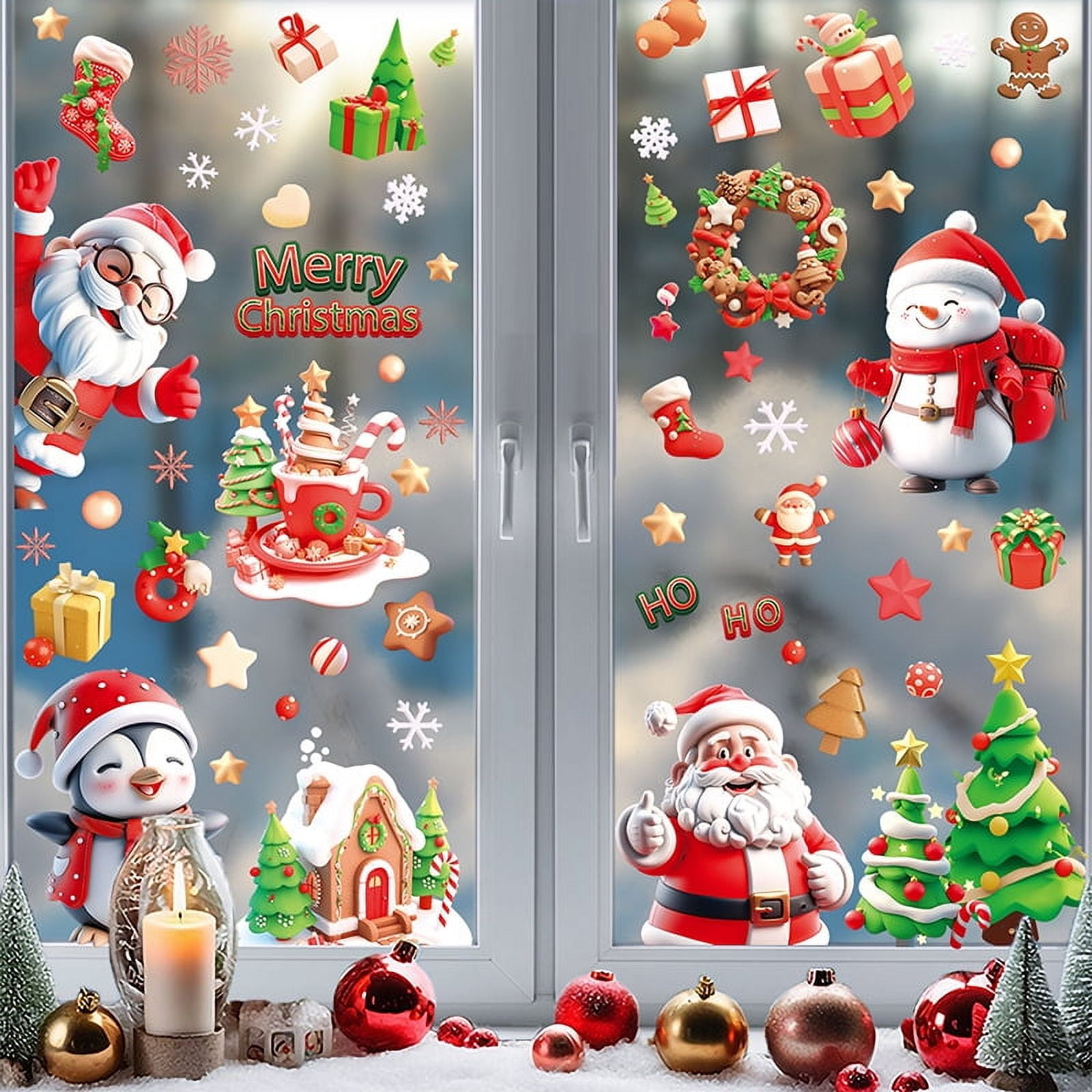155 Pcs Snowflake Windows Decorations Clings Stickers Winter Window ...