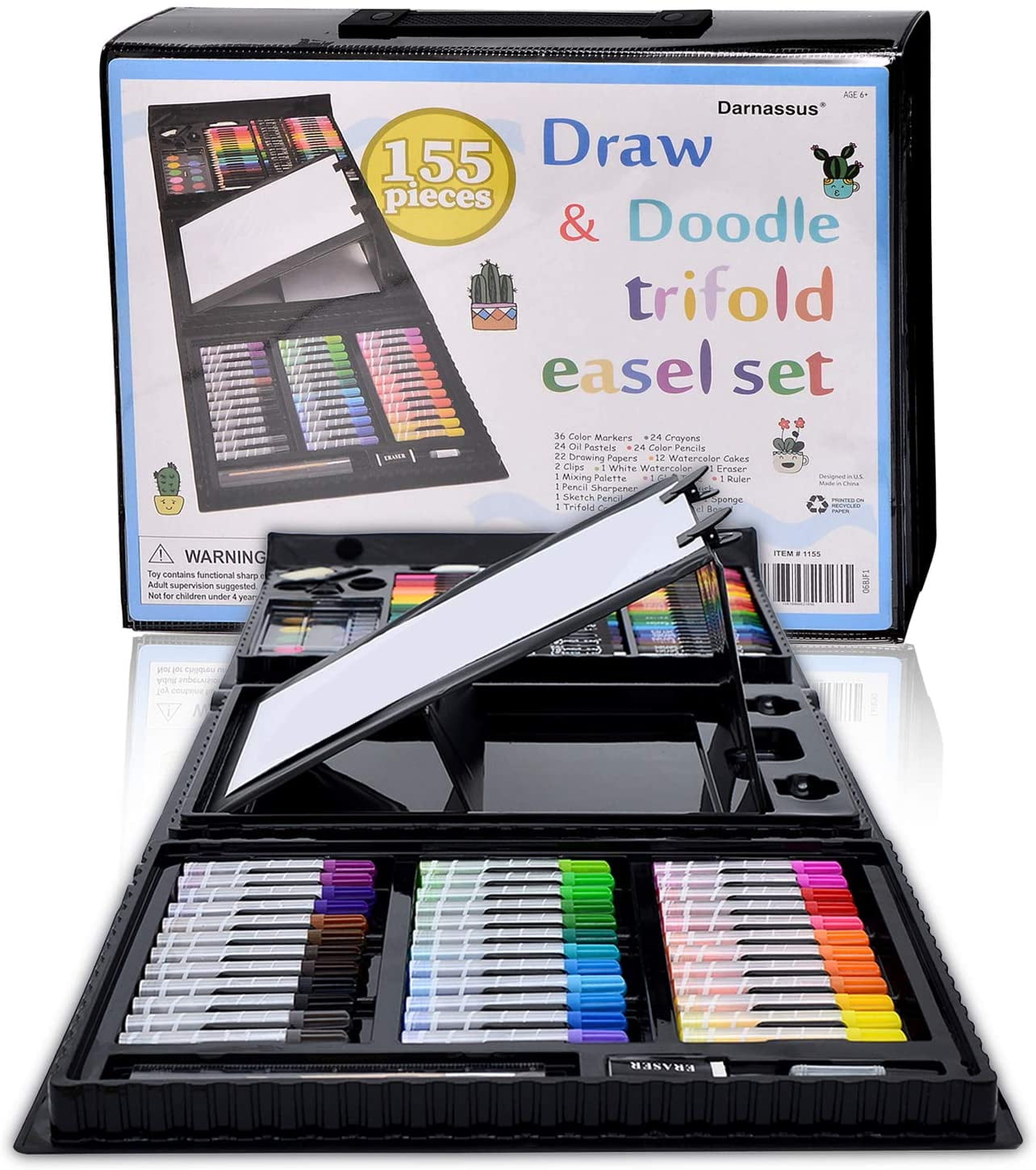 155-Piece Trifold Easel Art Set, Deluxe Professional Color Set, Compact ...