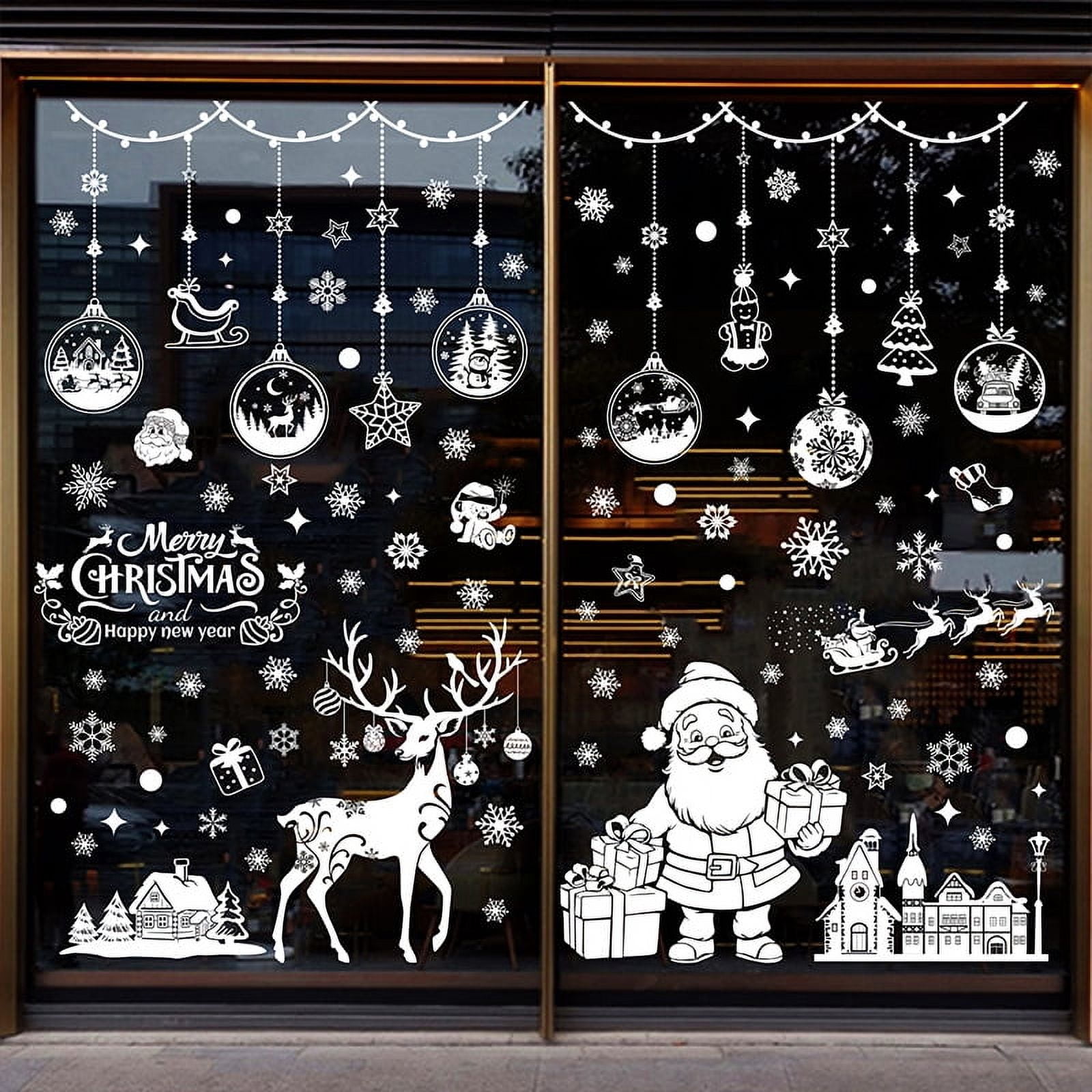 155 Pieces White Snowflake Window Clings for Glass Windows Christmas ...