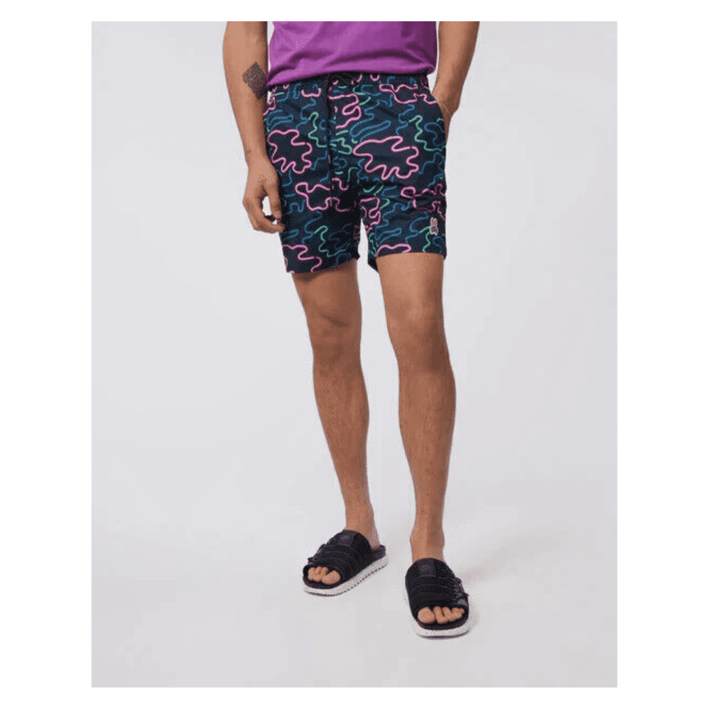 $155 Psycho Bunny Men's Perry Swim Trunks Navy/Multi, 4XLT - Walmart.com