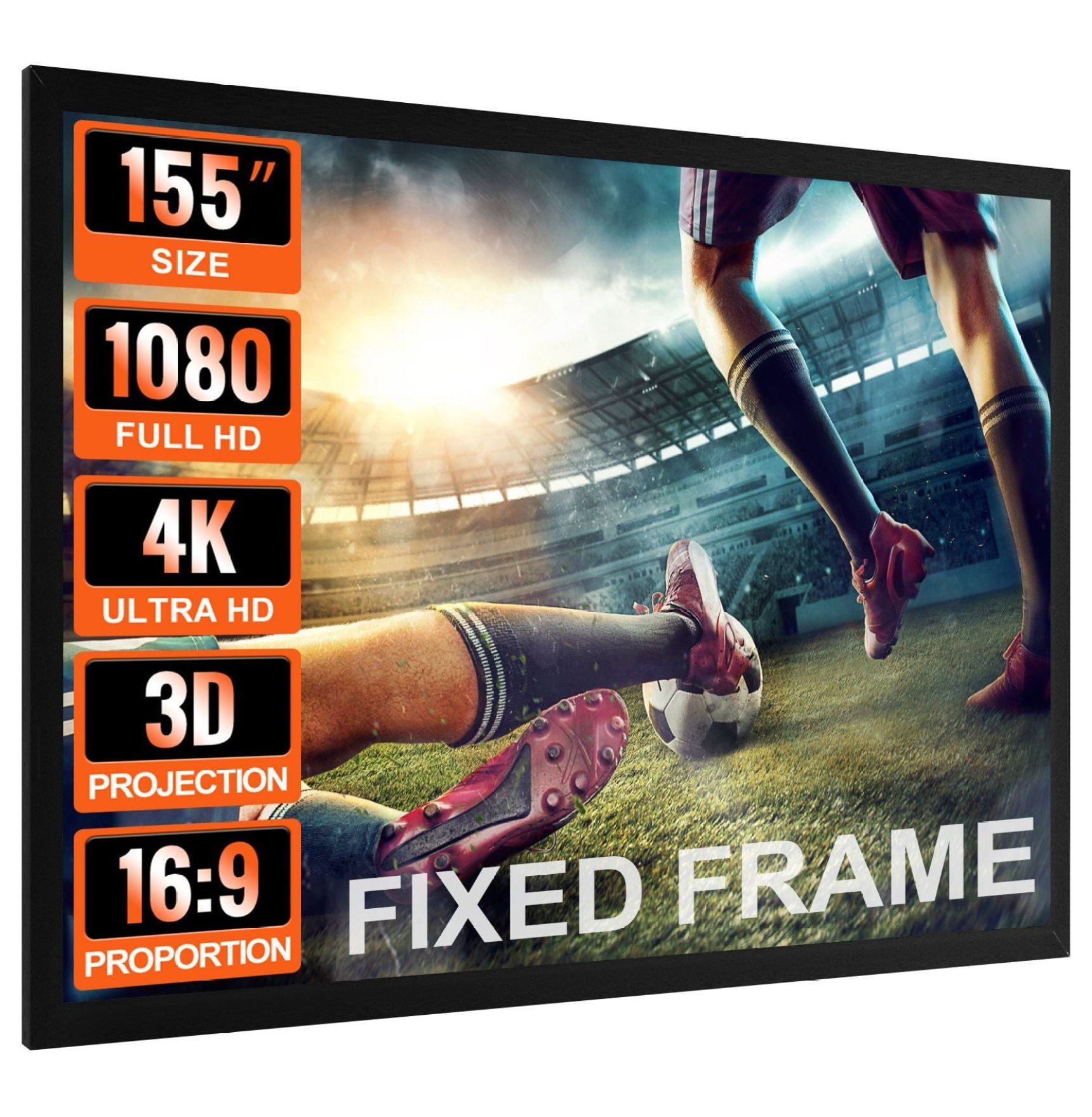 155 inch Projector Screen, Fixed Frame 16:9 HD 4K Movie Screen, Wall ...
